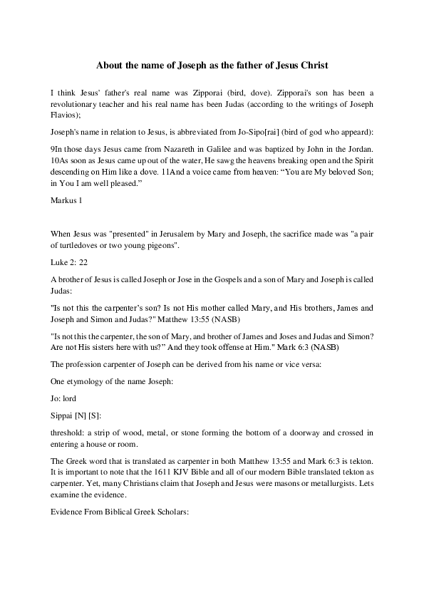 (PDF) About the name of Joseph as the father of Jesus Christ