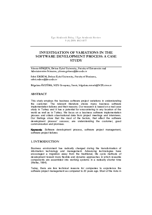 (PDF) Investigation of Variations in the Software Development Process ...