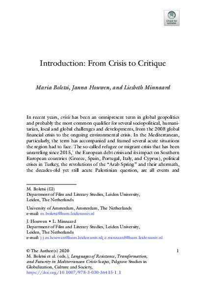 (PDF) Introduction: From Crisis to Critique