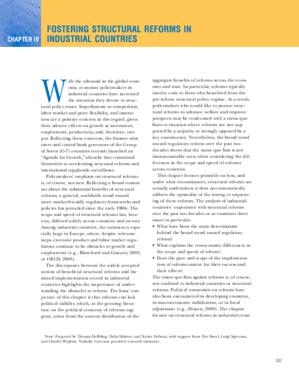 (PDF) Fostering structural reforms in industrial countries