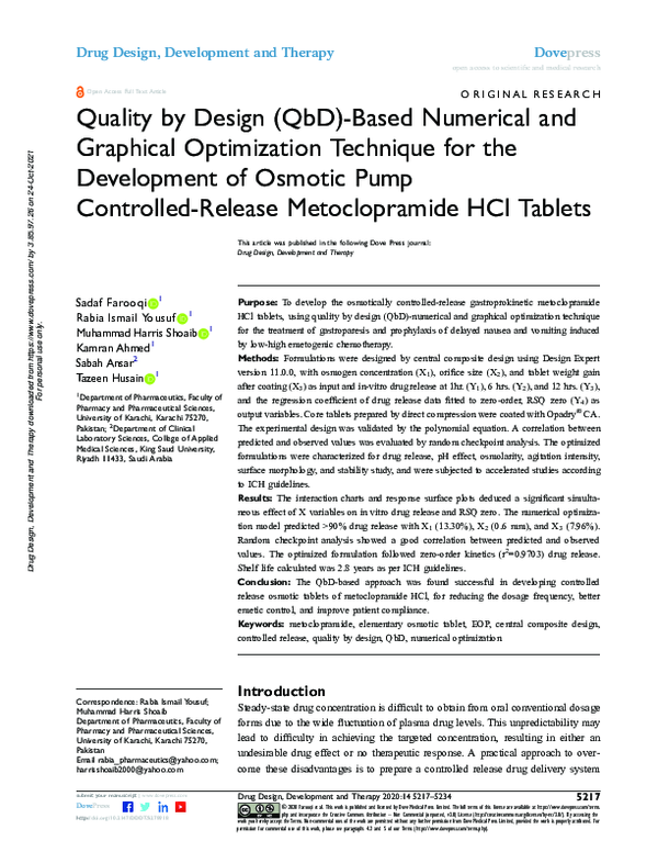 (PDF) Quality by Design (QbD)-Based Numerical and Graphical Optimization Technique for the ...