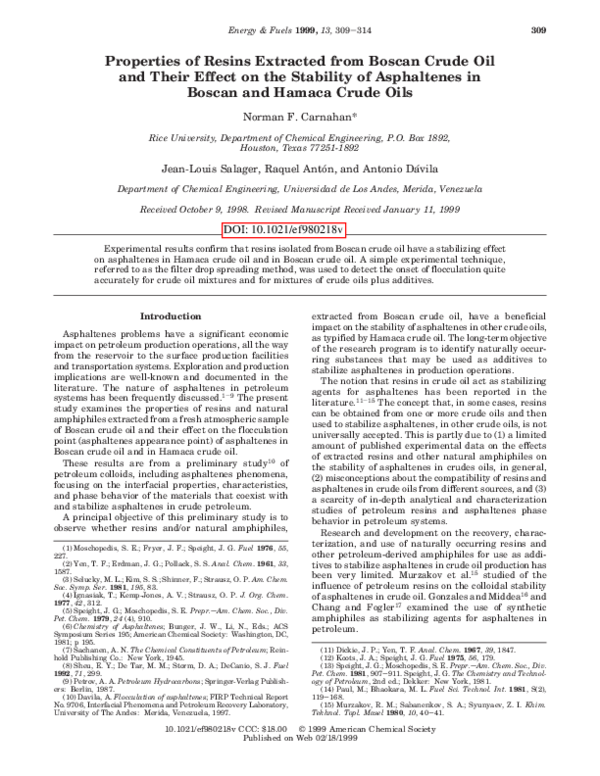 (PDF) Properties of Resins Extracted from Boscan Crude Oil and Their ...