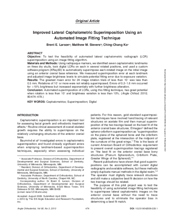 (PDF) Improved Lateral Cephalometric Superimposition Using an Automated ...