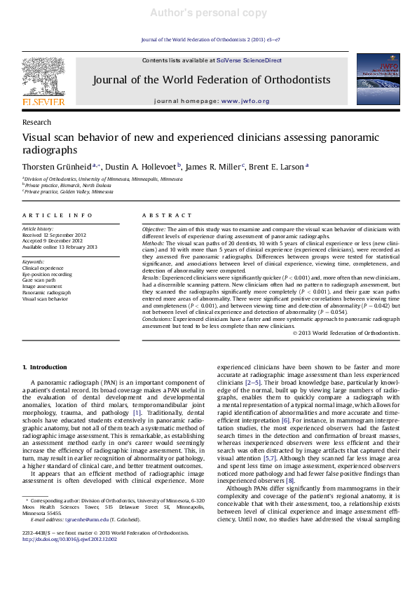 (PDF) Visual scan behavior of new and experienced clinicians assessing ...