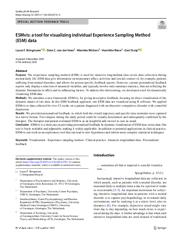 (PDF) ESMvis: a tool for visualizing individual Experience Sampling Method (ESM) data