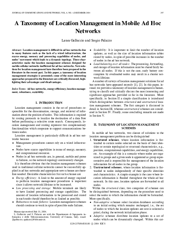 (PDF) A taxonomy of location management in mobile ad hoc networks