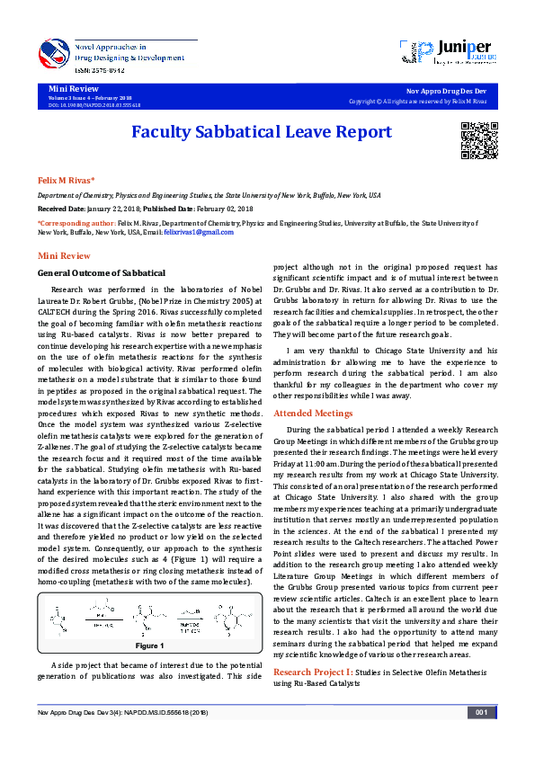 (PDF) Faculty Sabbatical Leave Report