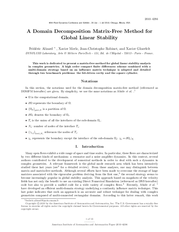 (PDF) A domain decomposition matrix-free method for global linear ...