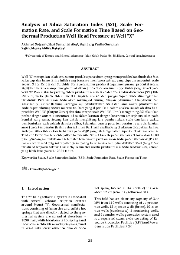 (PDF) Analysis of Scale Saturation Index (SSI), Scale Formation Rate ...