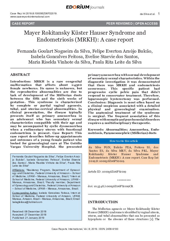 (PDF) Mayer Rokitansky Küster Hauser Syndrome and Endometriosis (MRKH ...