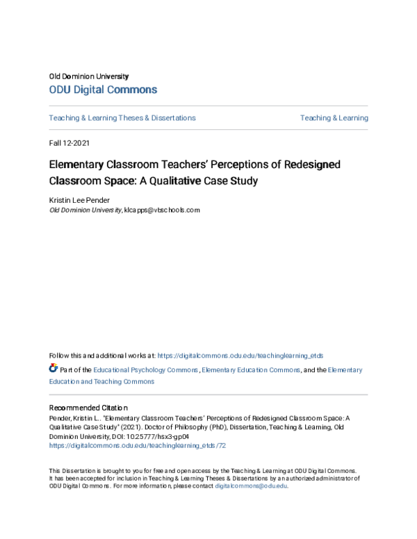(PDF) Elementary Classroom Teachers' Perceptions of Redesigned ...