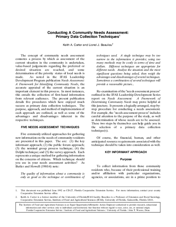 (PDF) Conducting A Community Needs Assessment