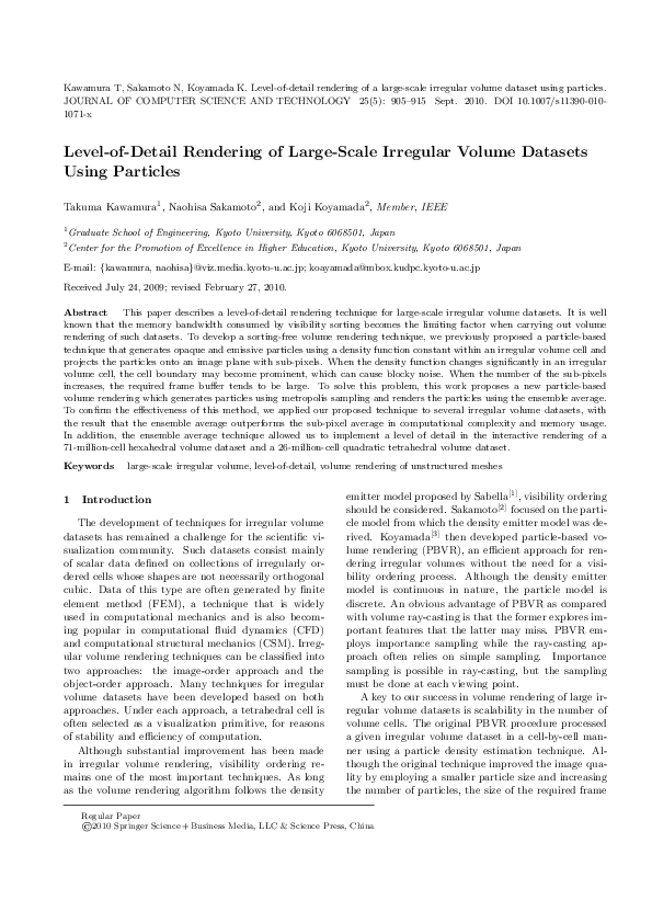 (PDF) Level-of-Detail Rendering of Large-Scale Irregular Volume Datasets Using Particles