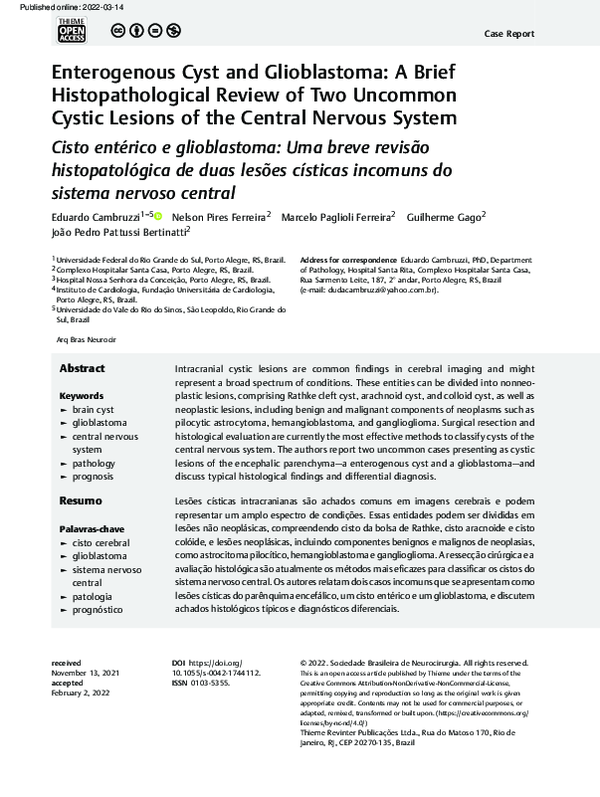 (PDF) Enterogenous Cyst and Glioblastoma: A Brief Histopathological ...