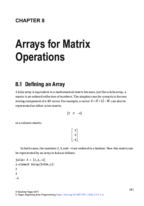 (PDF) Arrays for Matrix Operations