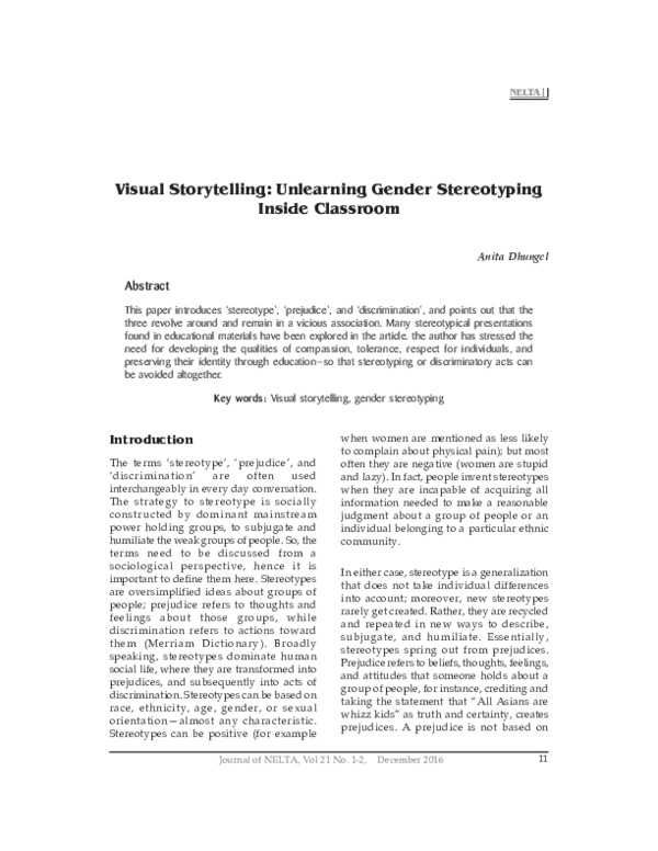 (PDF) Visual Storytelling: Unlearning Gender Stereotyping Inside Classroom