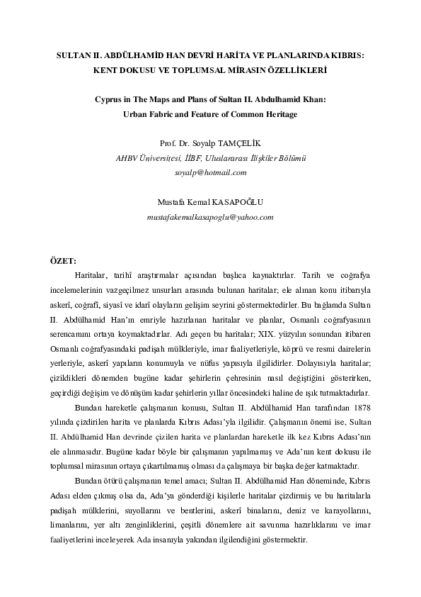 (PDF) SULTAN II. ABDÜLHAMİD HAN DEVRİ HARİTA VE PLANLARINDA KIBRIS ...