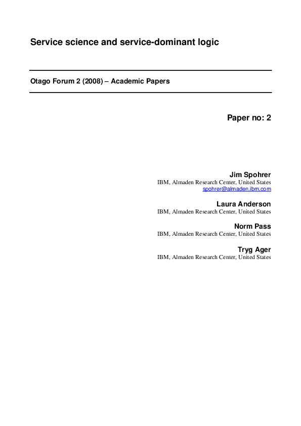 (PDF) Service science and service-dominant logic