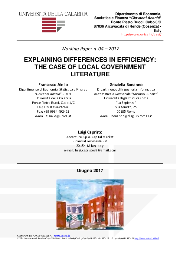(PDF) Explaining differences in efficiency: the case of local ...