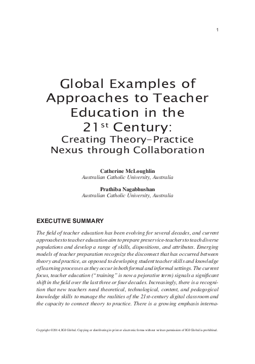 (PDF) Global Examples of Approaches to Teacher Education in the 21st ...