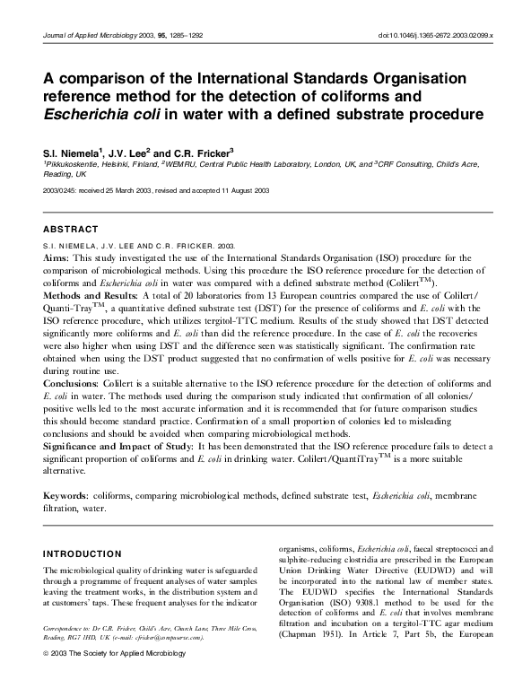 (PDF) A comparison of the International Standards Organisation ...
