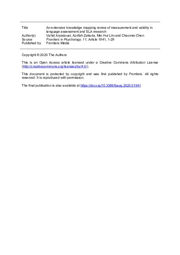 (PDF) An Extensive Knowledge Mapping Review of Measurement and Validity ...