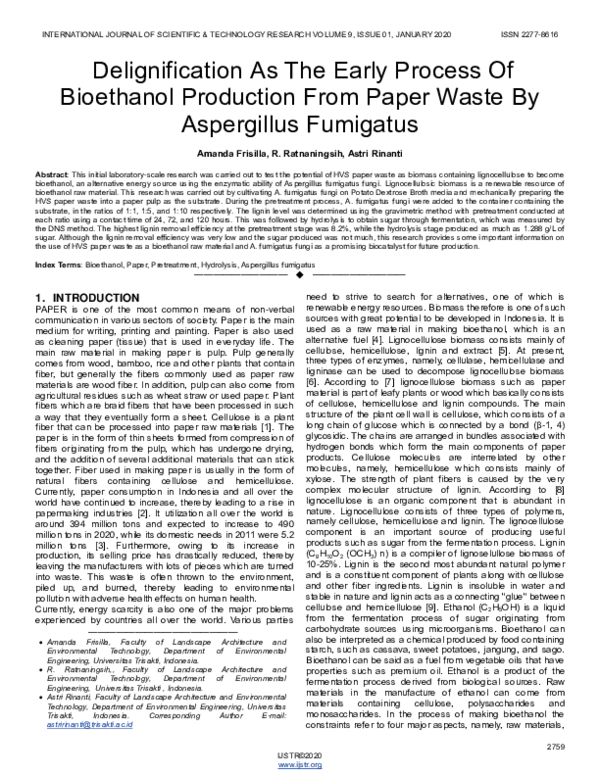 (PDF) Delignification As The Early Process Of Bioethanol Production ...