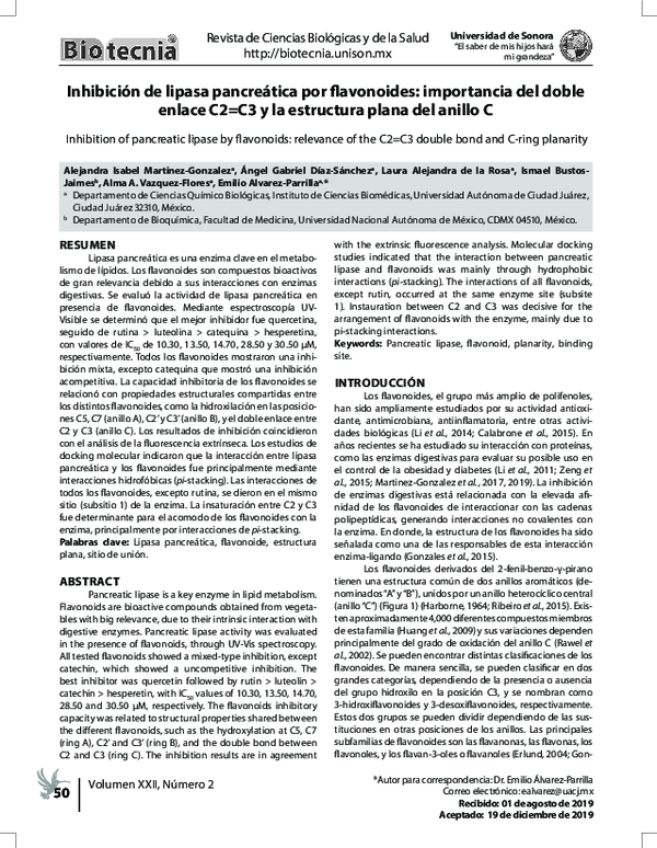 (PDF) Inhibición de lipasa pancreática por flavonoides: importancia del ...