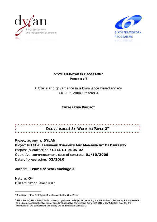 (PDF) SIXTH FRAMEWORK PROGRAMME PRIORITY 7 Citizens and governance in a ...
