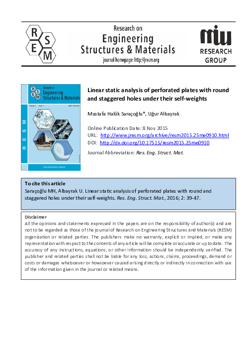 (PDF) Linear static analysis of perforated plates with round and ...