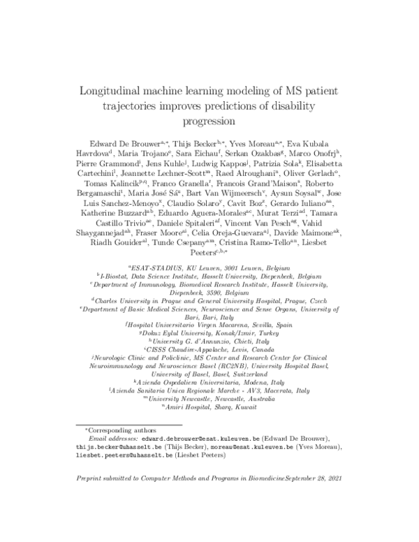 (PDF) ML Models Enhance MS Disability Progression Predictions