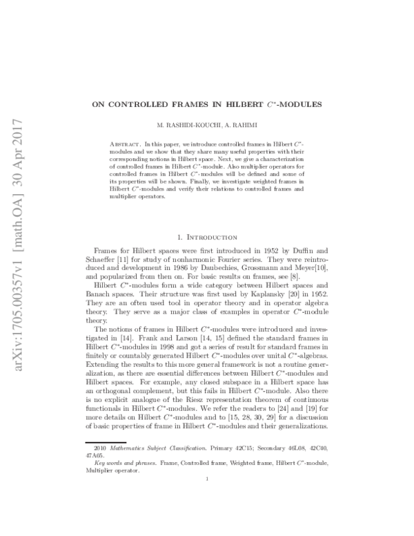 (PDF) On Controlled Frames in Hilbert C^*-modules
