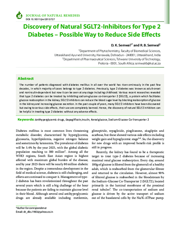 (PDF) Discovery of Natural SGLT2-Inhibitors for Type 2 Diabetes ...