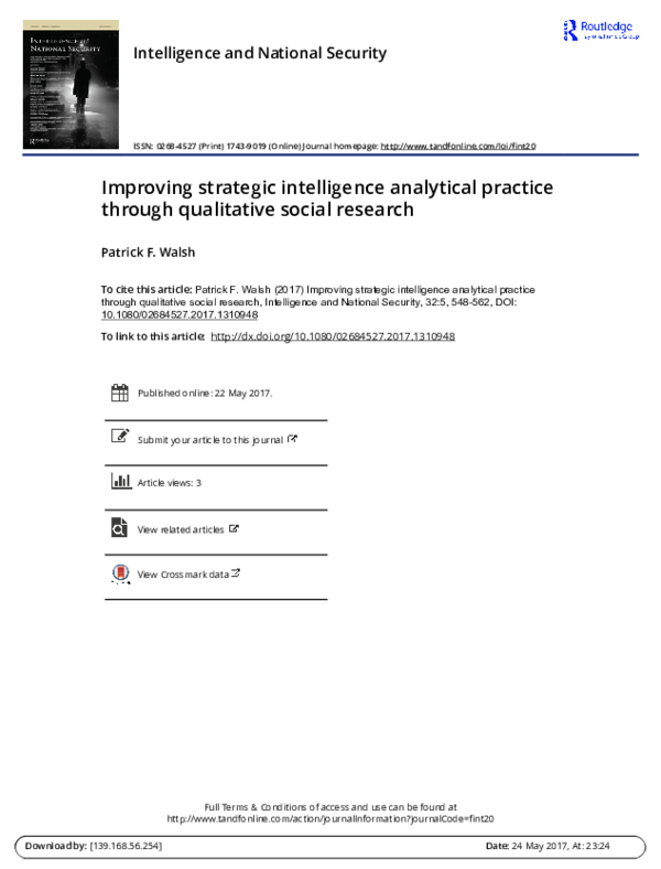 (PDF) Improving strategic intelligence analytical practice through qualitative social research