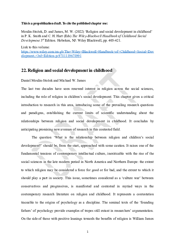 (DOC) Religion and social development in childhood