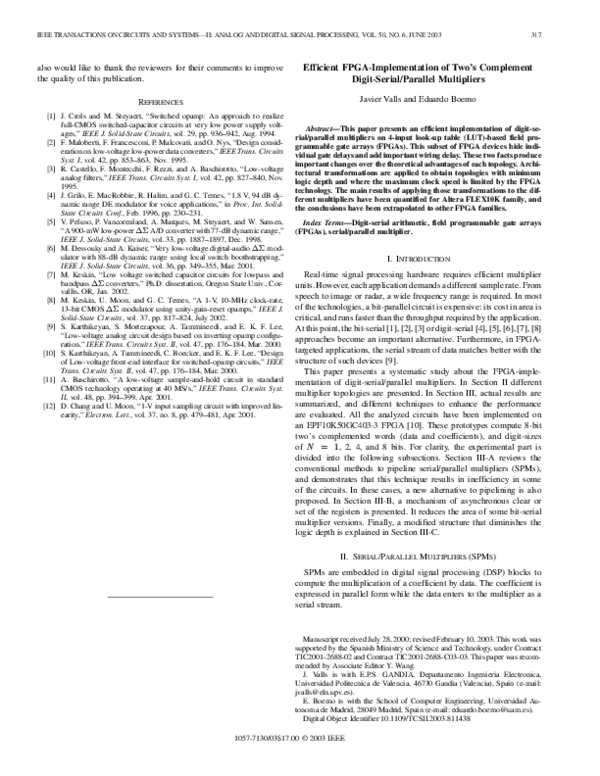 (PDF) Efficient fpga-implementation of two's complement digit-serial/parallel multipliers