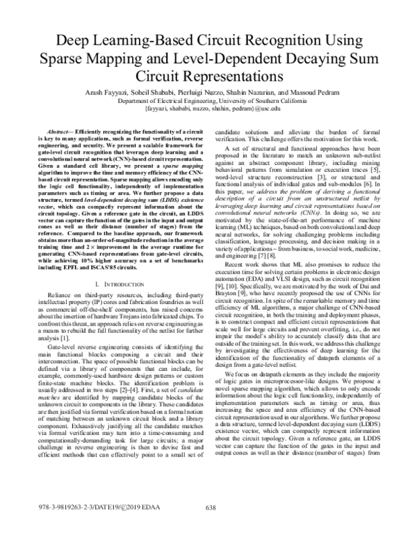(PDF) Deep Learning-Based Circuit Recognition Using Sparse Mapping and Level-Dependent Decaying ...