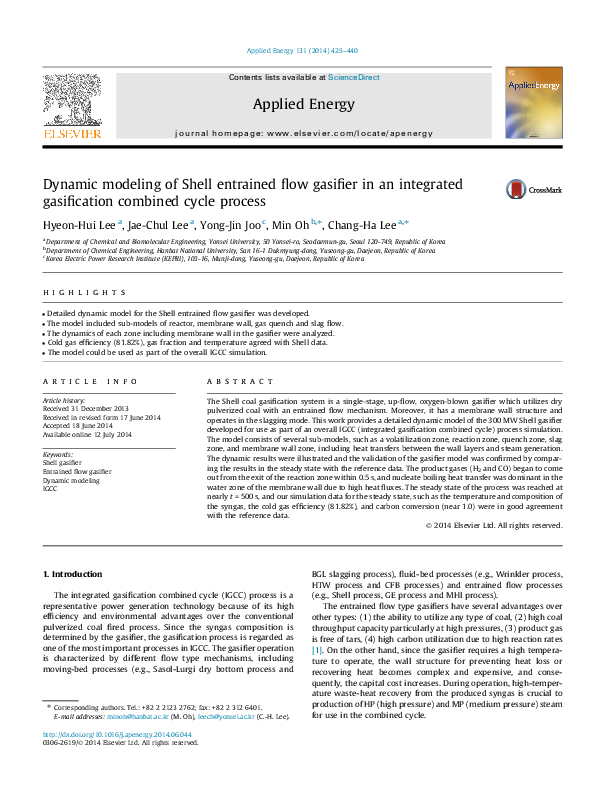 (PDF) Dynamic modeling of Shell entrained flow gasifier in an ...