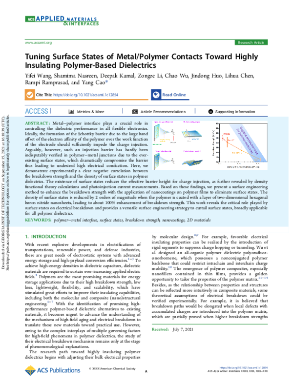 (PDF) Tuning Surface States of Metal/Polymer Contacts Toward Highly ...