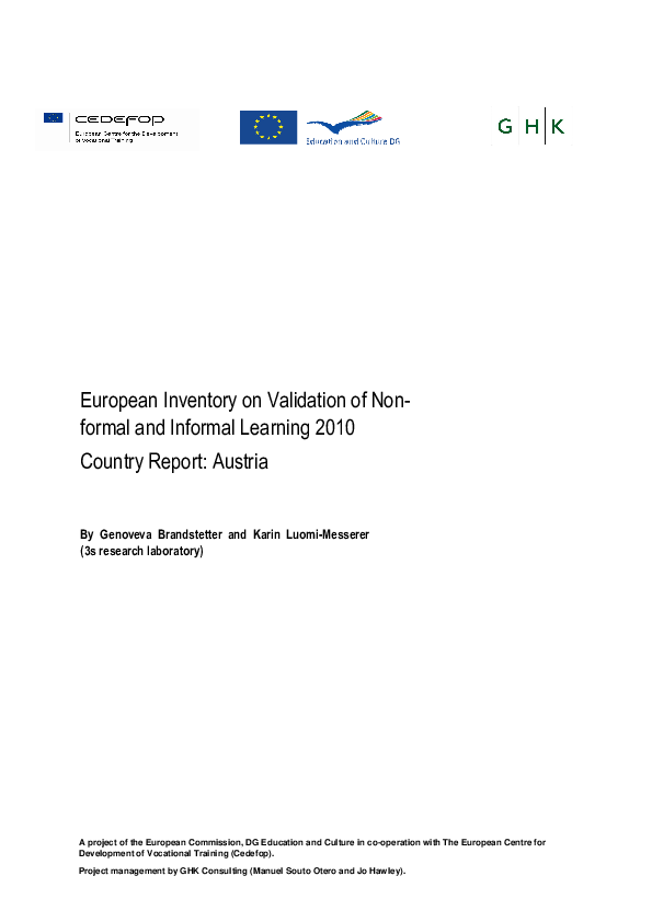 (PDF) European Inventory on Validation of Non- formal and Informal Learning 2010 Country Report ...
