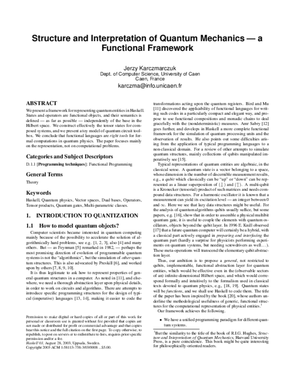 (PDF) Structure and interpretation of quantum mechanics