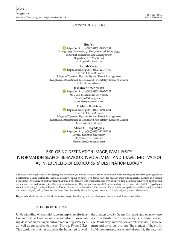 (PDF) Exploring destination image, familiarity, information search ...
