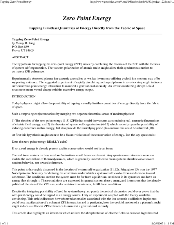 (PDF) Zero Point Energy Tapping Limitless Quantities of Energy Directly ...