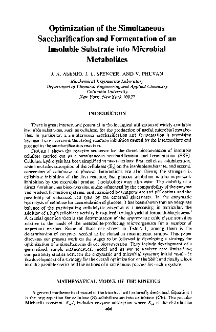 (PDF) Optimization of the Simultaneous Saccharification and Fermentation of an Insoluble ...