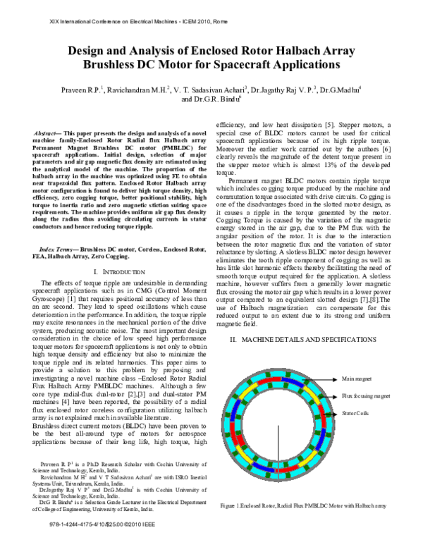 (PDF) Design and analysis of enclosed rotor Halbach array brushless DC motor for spacecraft ...