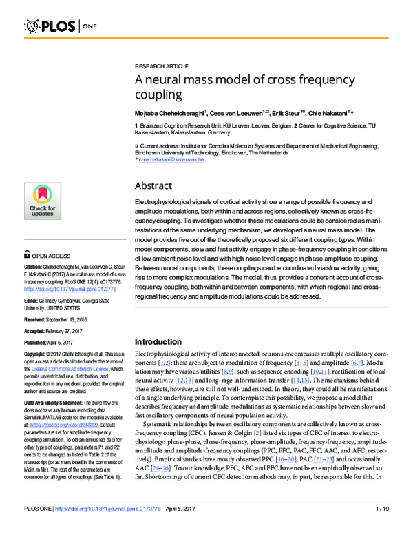 (PDF) A neural mass model of cross frequency coupling
