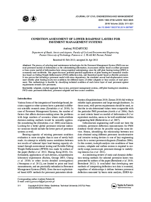 (PDF) Condition Assessment of Lower Roadway Layers for Pavement ...