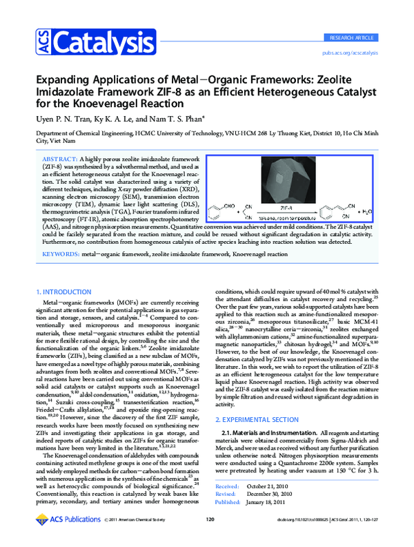 (PDF) Expanding Applications of Metal−Organic Frameworks: Zeolite ...