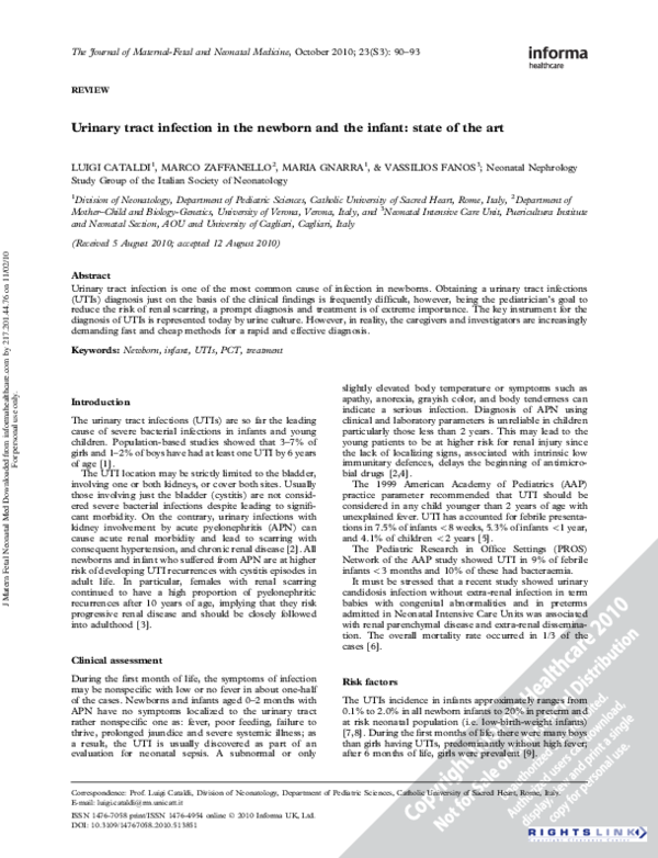 (PDF) Urinary tract infection in the newborn and the infant: state of ...