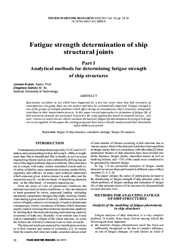 (PDF) Fatigue strength determination of ship structural joints